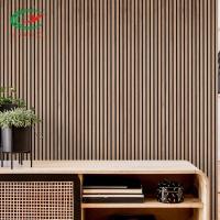 China Natural Oak Wood Slat Accent Wall Flameproof For Room Decoration for sale