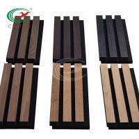 China Elegant Linear Wood Slat Wall Lightweight Durable Fluted Wall Board TV Background for sale