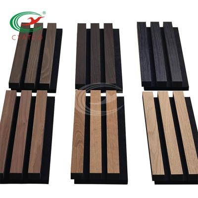 China Elegant Linear Wood Slat Wall Lightweight Durable Fluted Wall Board TV Background for sale