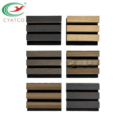 China 12mm MDF Thick Wood Grille Wall Panels Interior Decoration Wood Polyester Fiber Composite 3D Panel for sale