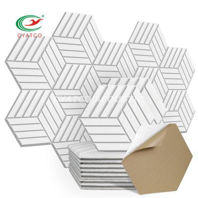 China OEM Hexagon Acoustic Panels White Art Decor Sound Proof Padding Wall Tiles Odorless for sale