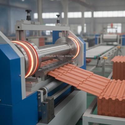China 38CrMoALA Screw Material PVC Roof Tile Machine Featuring Electrical Heating System to Produce Synthetic Corrugated Roof Tile for sale
