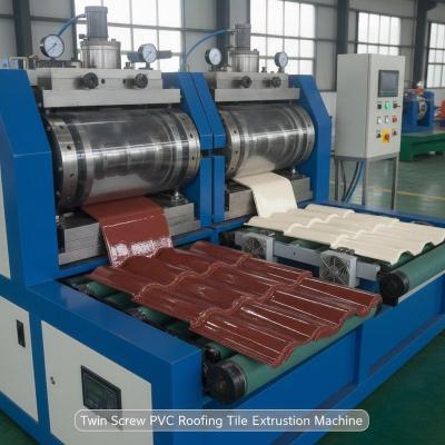 China Twin Screw PVC Roofing Tile Extrusion Machine Providing Performance and Smooth Processing of Glazed Or T Shape Roofing Tile for sale