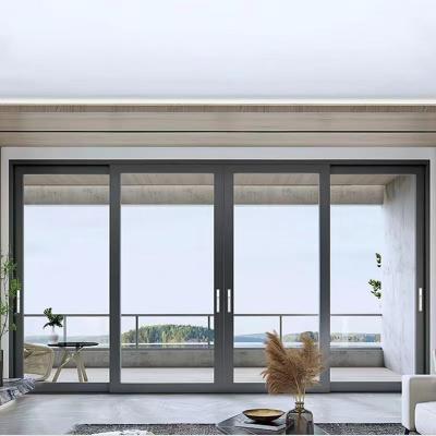 China Customized Aluminium Sliding Doors Stylish Glass Panels Sleek Silver Finish for sale