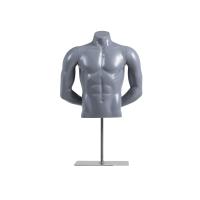 China Half Body Sports Mannequin Display Headless Black Backhand Male Matte Fiber Glass for sale