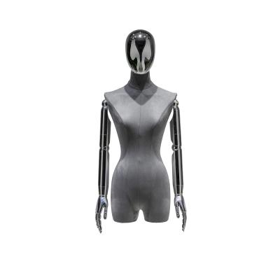 China Electroplated silver arm and half body covering female Mannequi for window display for sale