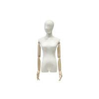 China Linen Wrapped Half Mannequin With Head , 62CM Waist Half Body Female Mannequin for sale