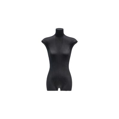 China Flat Linen Half Body Mannequin Upright Without Head And Arms Black White for sale