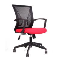 China Office Furniture Simple and Comfortable Black Mesh Swivel Chair with Red Cushion for sale