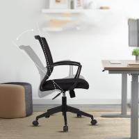 China Office Furniture Simple and Comfortable Black Mesh Swivel Chair with Red Cushion for sale