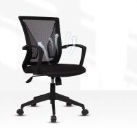 China Office Furniture Simple and Comfortable Black Mesh Swivel Chair with Red Cushion for sale
