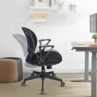 China Black Swivel Office Chair with Thickened Base Adjustable Armrests and Fabric Material for sale