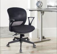 China Black Swivel Office Chair with Thickened Base Adjustable Armrests and Fabric Material for sale