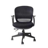 China Black Swivel Office Chair with Thickened Base Adjustable Armrests and Fabric Material for sale