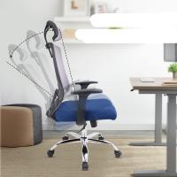 China 2024 High Back Office Chair Blue Cushion and Swivel Functionality for Comfortable Seating for sale