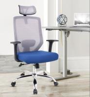 China 2024 High Back Office Chair Blue Cushion and Swivel Functionality for Comfortable Seating for sale