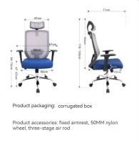 China 2024 High Back Office Chair Blue Cushion and Swivel Functionality for Comfortable Seating for sale