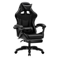 China Ergonomic Black Gaming Chair with Footrest and BIFMA Passed Class 4 Chrome Gaslift for sale