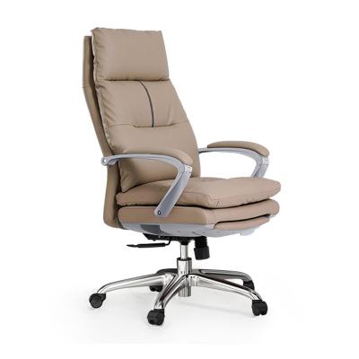 China Comfortable Genuine Leather Office Chair with Footrest and Reclining Adjustable Height for sale