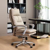 China Comfortable Genuine Leather Office Chair with Footrest and Reclining Adjustable Height for sale