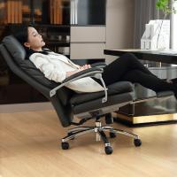 China Comfortable Genuine Leather Office Chair with Footrest and Reclining Adjustable Height for sale