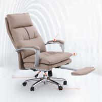 China Comfortable Genuine Leather Office Chair with Footrest and Reclining Adjustable Height for sale