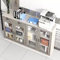China Wooden Frame Glass Locking Storage Cabinet for Office Printer and Filing Storage for sale