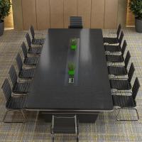 China Large Rounded Corner Black Conference Table for Creative Training in Hotel and Hospital for sale