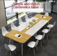 China Modern Simple Long Table Wood Style PANEL Conference Table for Company Training Study for sale