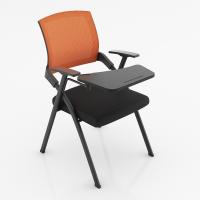 China Office Upholstered Foldable Training Chair with Mesh Writing Pad and Tablet Arm for sale