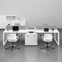 China Office Furniture White Simple Computer Desk for 6 People in Business Premises for sale