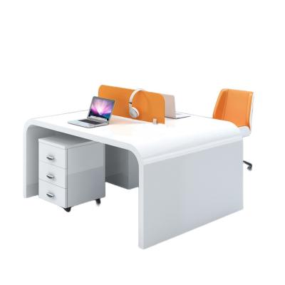 China Mail Packing Modern Simple White Lacquer Staff Desk for 4 People in Office Design for sale