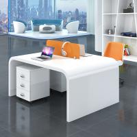 China Mail Packing Modern Simple White Lacquer Staff Desk for 4 People in Office Design for sale