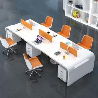 China Mail Packing Modern Simple White Lacquer Staff Desk for 4 People in Office Design for sale