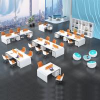 China Mail Packing Modern Simple White Lacquer Staff Desk for 4 People in Office Design for sale