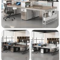China Employee Desktop Computer Table Multi-functional Office Desk and Chair for 4-6 People for sale