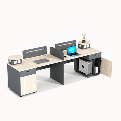 China Solid Wood Style 6-4 People Double Seat Table Workstation Computer Desk and Chair Set for sale
