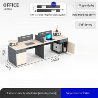 China Solid Wood Style 6-4 People Double Seat Table Workstation Computer Desk and Chair Set for sale