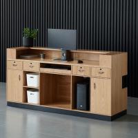 China Solid Wood Corner Reception Desk for Hotel Clothing Store and Company Front Desk Table for sale