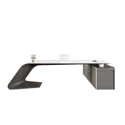 China Modern Office Workstation Fruniture L Shape Executive Boss Desk with Side Cabinet for sale