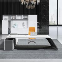 China Modern Office Workstation Fruniture L Shape Executive Boss Desk with Side Cabinet for sale