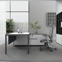 China Modern L-shaped PANEL Wood Administrative Office Furniture Desk and Chair for Boss CEO for sale