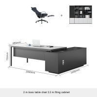 China Modern L-shaped PANEL Wood Administrative Office Furniture Desk and Chair for Boss CEO for sale