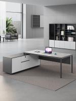 China Modern L-shaped PANEL Wood Administrative Office Furniture Desk and Chair for Boss CEO for sale
