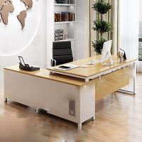 China Modern Simple Style MDF Material L Shape Boss CEO Office Desk Executive Desk with Cabinet for sale