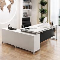 China Modern Simple Style MDF Material L Shape Boss CEO Office Desk Executive Desk with Cabinet for sale