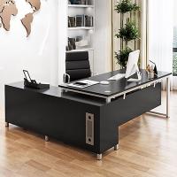 China Modern Simple Style MDF Material L Shape Boss CEO Office Desk Executive Desk with Cabinet for sale