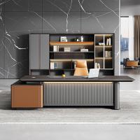China Modern Office Furniture Solid Wood Executive Desk for Manager Combination Cabinet Table for sale