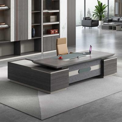 China Customized Colors Modern Simple Style L Shape MDF Boss CEO Office Desk with Cabinet for sale