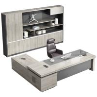 China 50mm Thickness Table Top Luxury Modern Wooden L Shape Boss Manager Director Office Table for sale